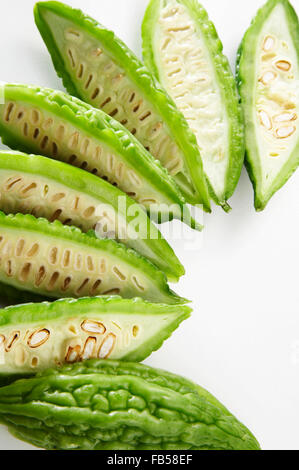 shot of bitter guard on the white background Stock Photo - Alamy