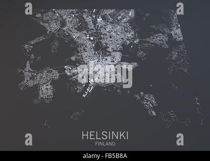3d Satellite view of Helsinki, Finland on blue background. Element of ...