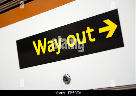 Way out sign in London underground Stock Photo - Alamy