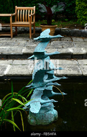 flying geese bronze statue sculpture garden art gardening rathbawn ...