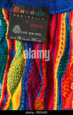Pure New Wool label inside Emaroo Australia by Hysport colourful coat ...