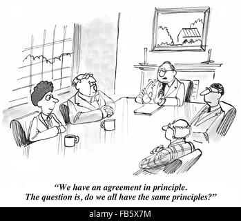 Business or legal cartoon about negotiation Stock Photo - Alamy