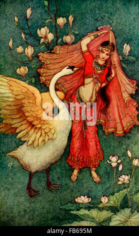 Damayanti With Swan Stock Photo - Alamy