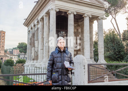 Ancient rectangular, tetrastyle, pseudo-peripteral Roman temple of ...