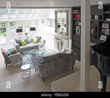 Interior view of stairs and skylight. Private House, London, United ...