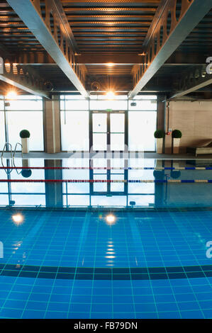 Indoor swimming pool with swim lanes Stock Photo - Alamy