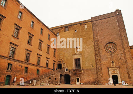Walls inside the medieval Castel Nuovo -New Castle, one of the most ...