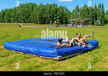 Parachutists - 2015.Rest before jumping Stock Photo - Alamy