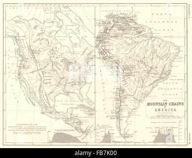 SOUTH AMERICA: Map Mountain Chains & river systems of, 1881 Stock Photo ...