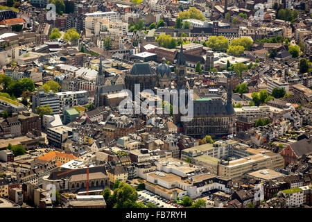 Aerial view, Aachen Cathedral, overlooking the central Aachen, Aachen ...