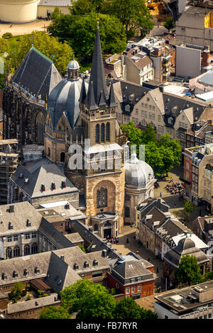 Aerial view, Aachen Cathedral, overlooking the central Aachen, Aachen ...
