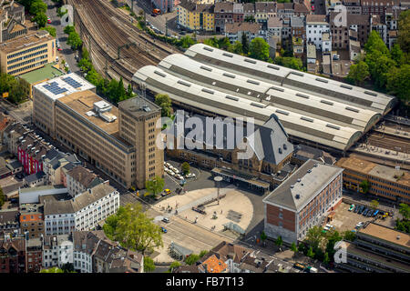 Aerial view, Hauptbahnhof Aachen, overlooking the central Aachen ...