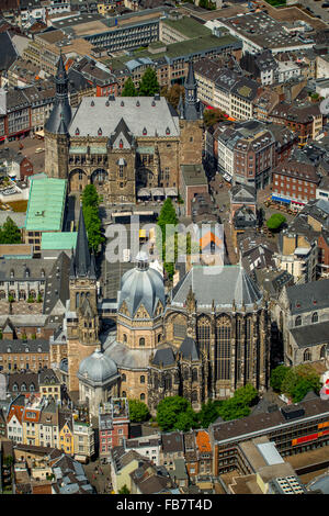 Aerial view, Aachen Cathedral, overlooking the central Aachen, Aachen ...