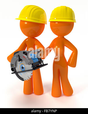 3d illustration of orange professional electric lawnmower with grass ...