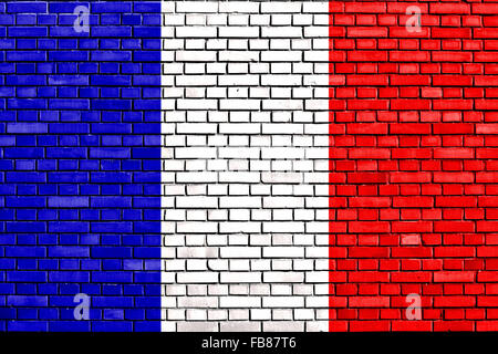 National flag of France on a brick background. Concept image for France ...