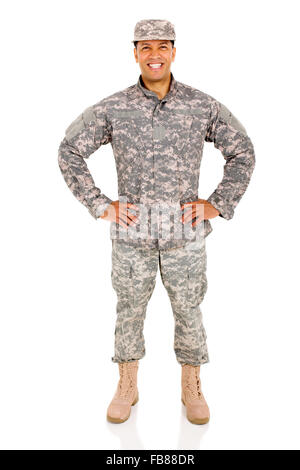 Full length portrait of serious army soldier with his arms crossed ...