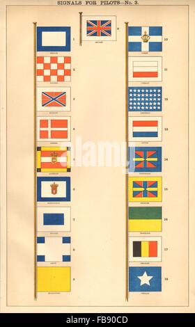MARITIME PILOT SIGNAL FLAGS. British France Spain Russia US Quarantine ...