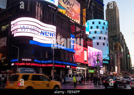 NASDAQ and Channel 7 ABC Studios Electronic Billboards Light Up Times ...