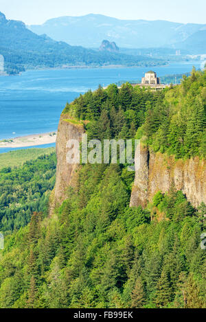 View of Vista House at Crown Point above the Columbia River in Oregon ...