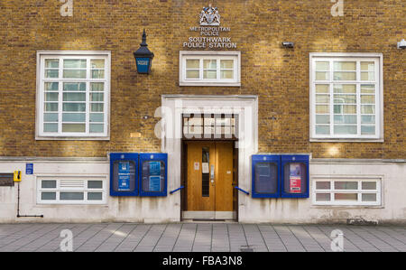 the main entrance to southwark police station in central london. 1960's ...