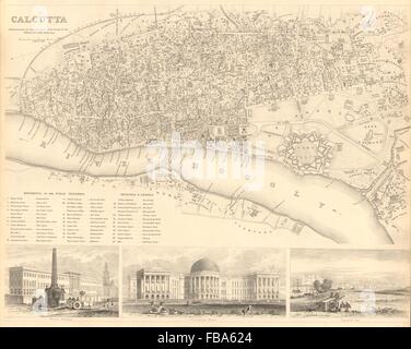 Calcutta / Kolkata town city plan. Fort William. British India 1931 old ...