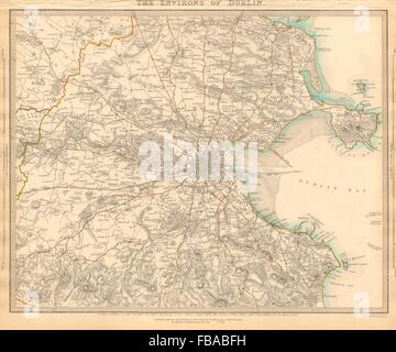 IRELAND. The environs of Dublin. SDUK 1844 old antique vintage map plan ...