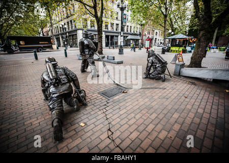 Firefighters Sculpture at occidental park, Seattle, Washington state ...