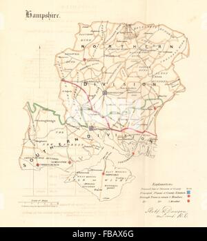 Hampshire county map. Divisions boroughs electoral. REFORM ACT. DAWSON ...