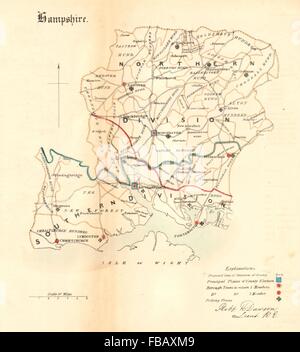 Hampshire county map. Divisions boroughs electoral. REFORM ACT. DAWSON ...
