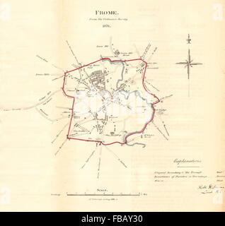 FROME town/borough plan for the REFORM ACT. Somerset. DAWSON 1832 old ...