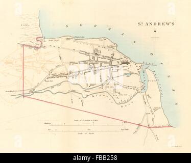 ST ANDREWS antique town plan. Fife. Scotland, 1886 antique map Stock ...