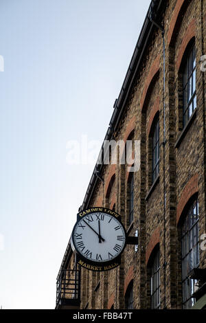 Camden Lock Market Hall Clock Time is10:19 pm/am shoppers below ...