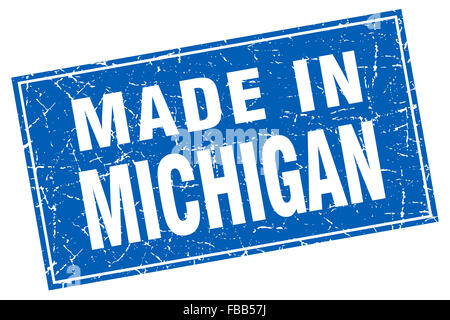 Michigan blue square grunge made in stamp Stock Photo - Alamy