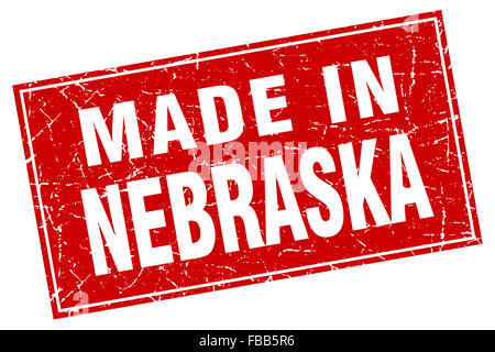 Nebraska red square grunge made in stamp Stock Photo - Alamy
