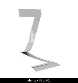 3d white isolated number 7 seven in white background with shadow Stock ...