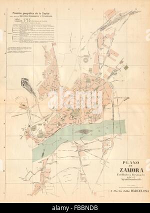 ZAMORA antique town city plan ciudad. Spain Espana. MURRAY, 1898 ...