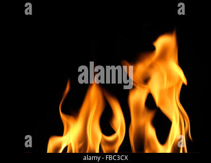 Fire, flames against a black background with reflection Stock Photo - Alamy
