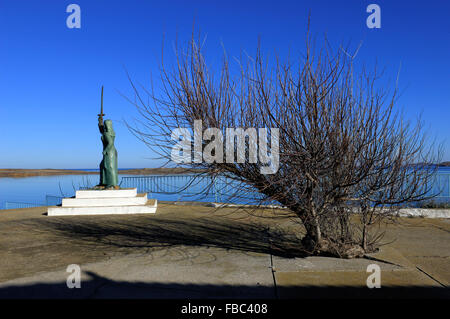 Maroula the amazon, statue sculpture, is built on Kotsinas bay fortress ...