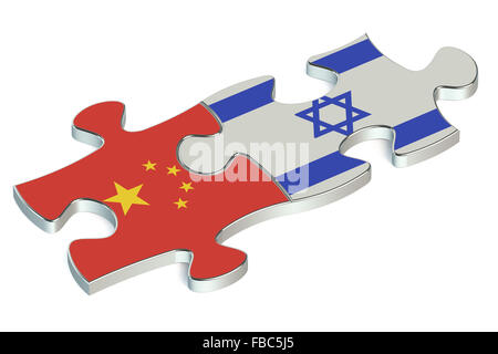 Israel and China puzzles from flags, relation concept. 3D rendering ...