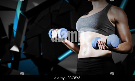 Composite image of muscular woman lifting heavy dumbbells Stock Photo ...