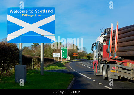 Welcome to Scotland border sign on the A1 north of Berwick on Tweed, UK ...