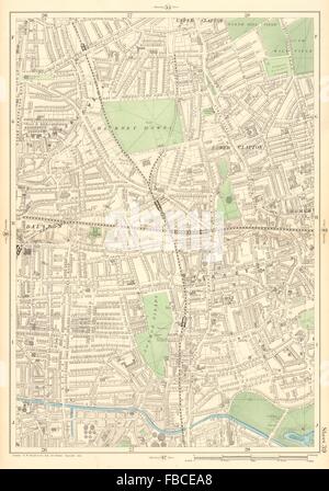 HACKNEY Lower Clapton Dalston Shacklewell London Fields Homerton c1887 ...