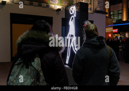 Shaida Walking. 2015 by Julian Opie on display during Lumiere London, a ...