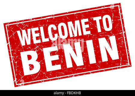 welcome to Benin red square grunge stamp Stock Photo - Alamy