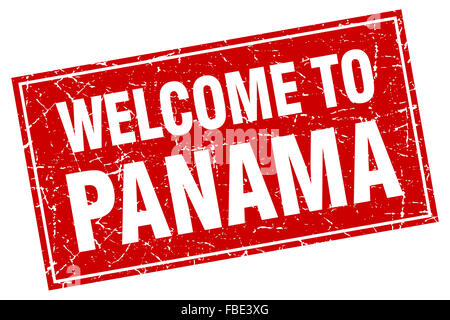 welcome to Panama red square grunge stamp Stock Photo - Alamy