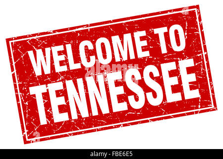 Tennessee red square grunge welcome isolated stamp Stock Photo - Alamy