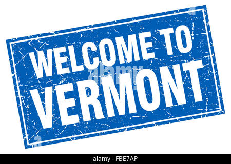 Vermont blue square grunge welcome isolated stamp Stock Photo - Alamy