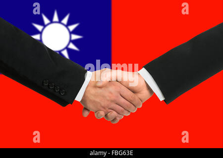 The Taiwan flag and business handshake Stock Photo - Alamy