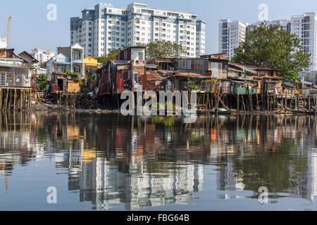 City's Slums view from the Saigon river, Ho Chi Minh City, Vietnam ...