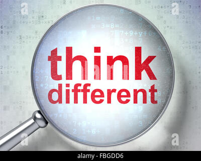 Studying concept: Think Different with optical glass Stock Photo - Alamy
